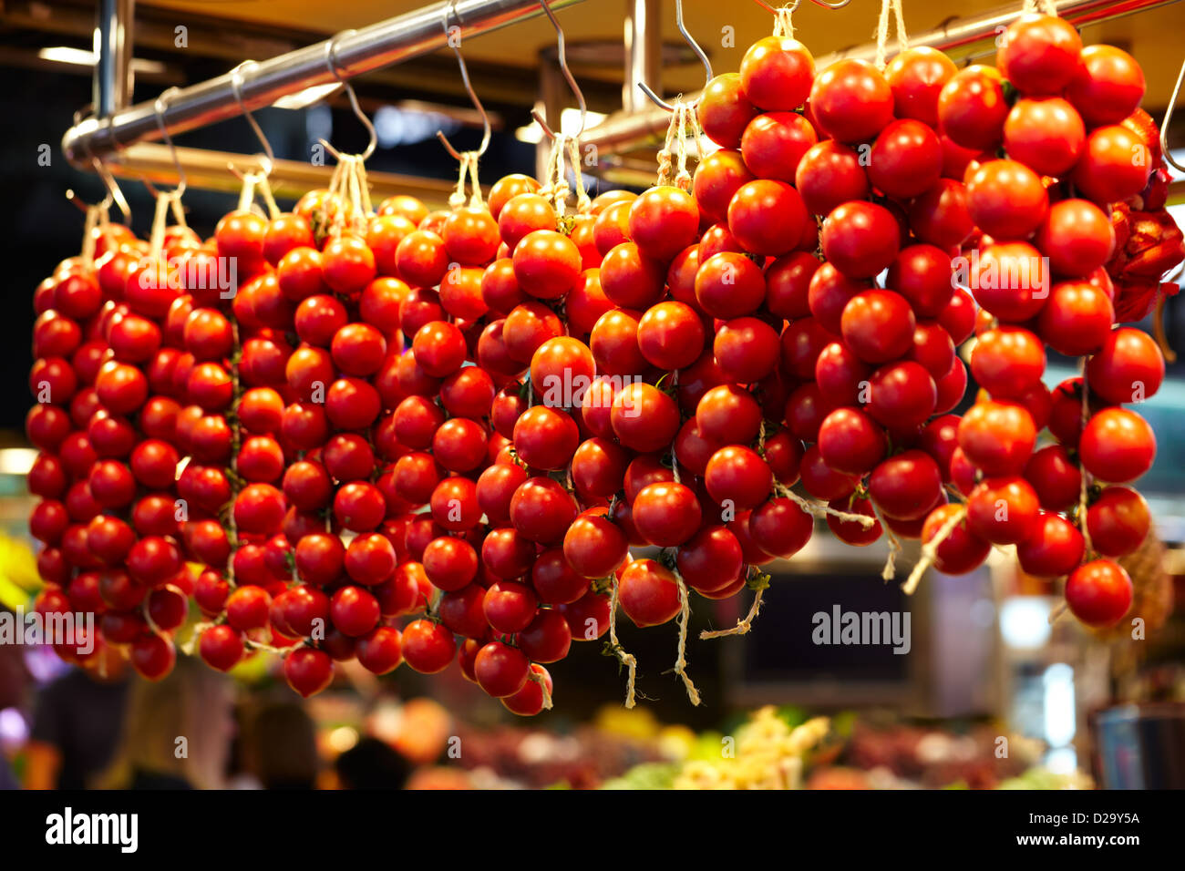 Tomatoes at a stand in the Boqueria Market, in Barcelona, Spain Stock ...
