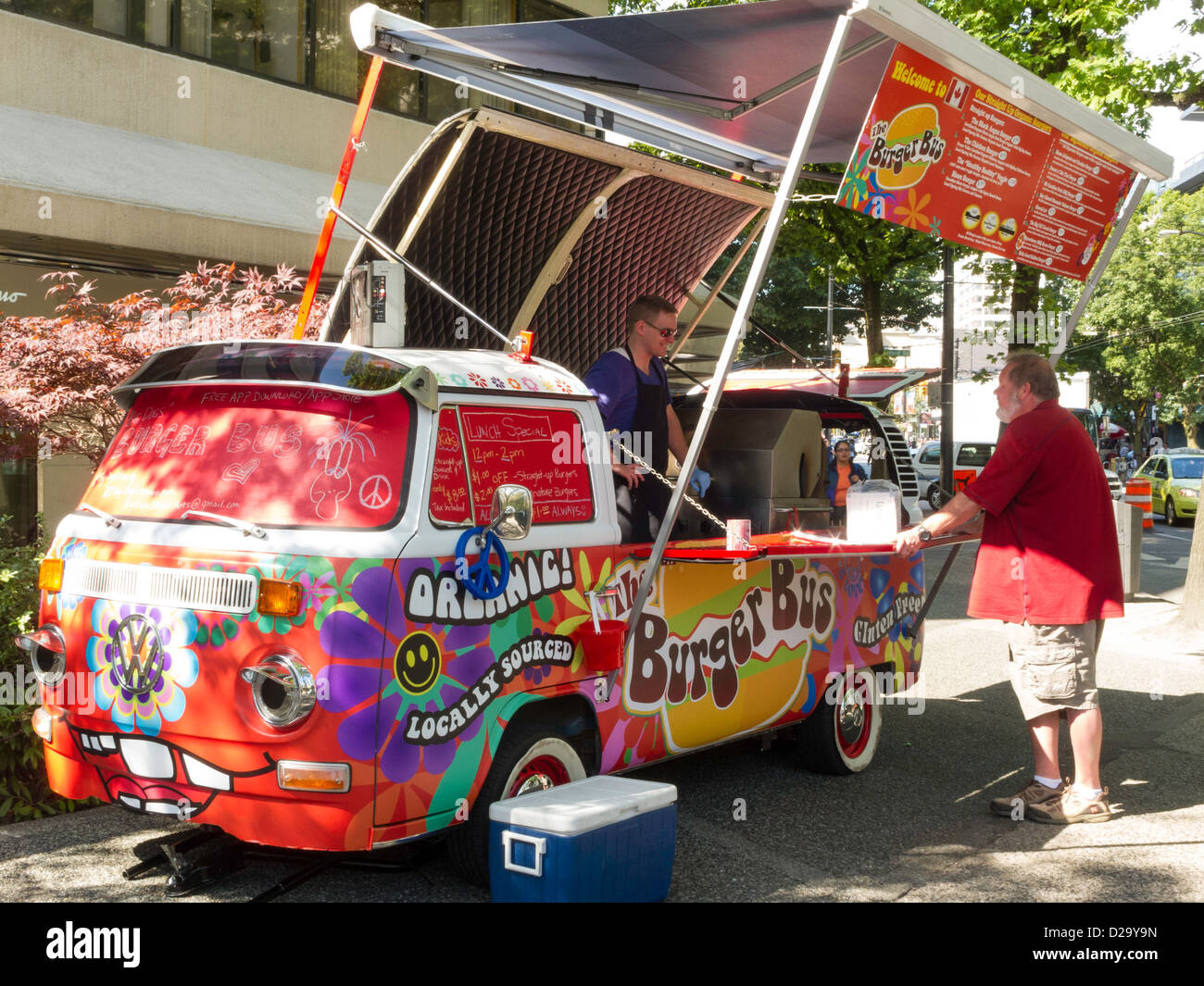 Organic Burger Bus Food Truck, Vancouver, Canada Stock Photo - Alamy