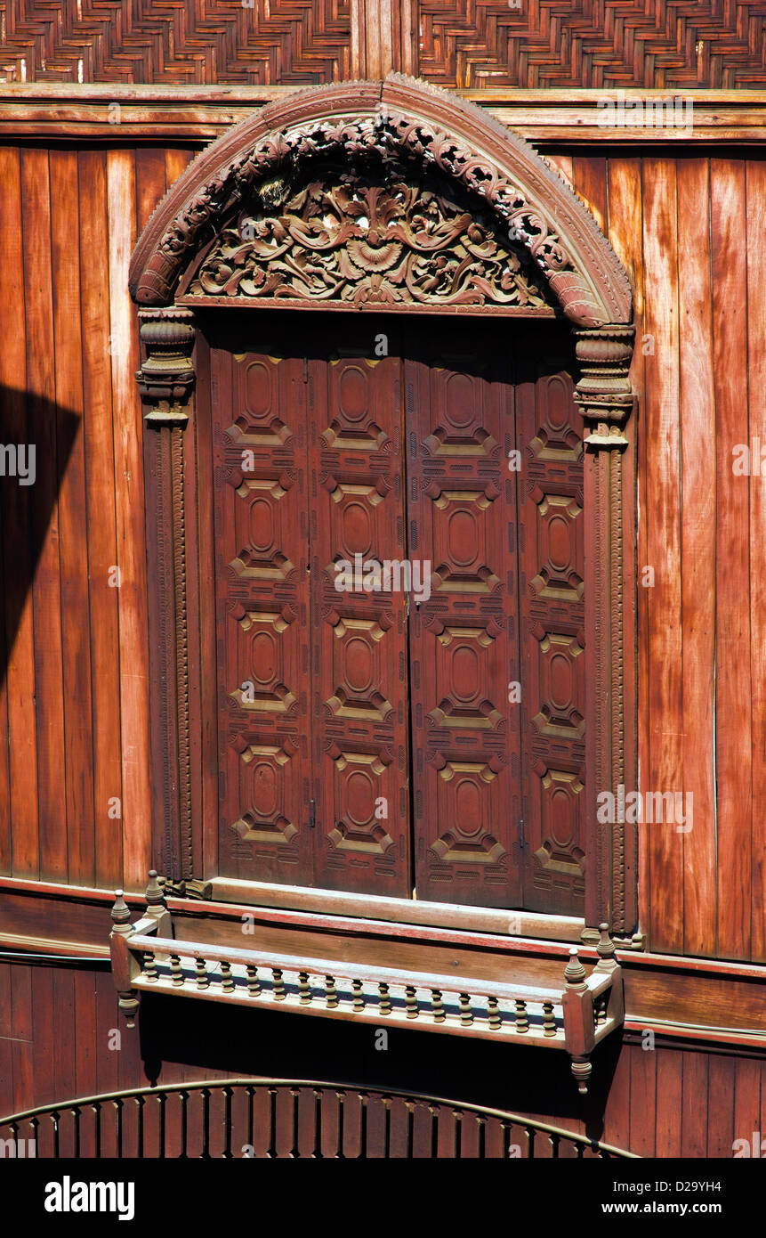 Architectural detail of teak window, inle, Myanmar, Burma Stock Photo ...