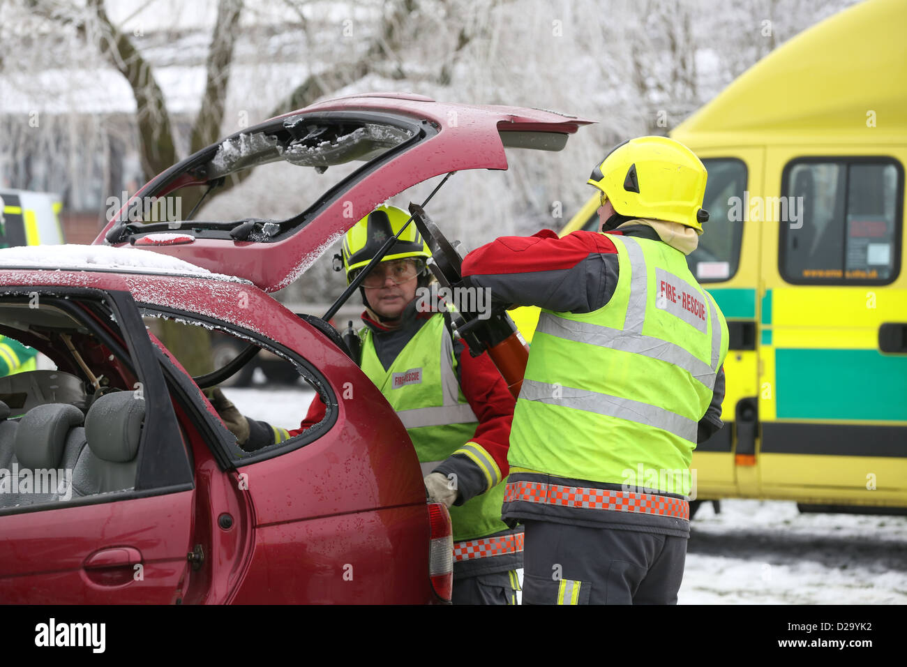 Emergency Services attending a road traffic accident involving a ...