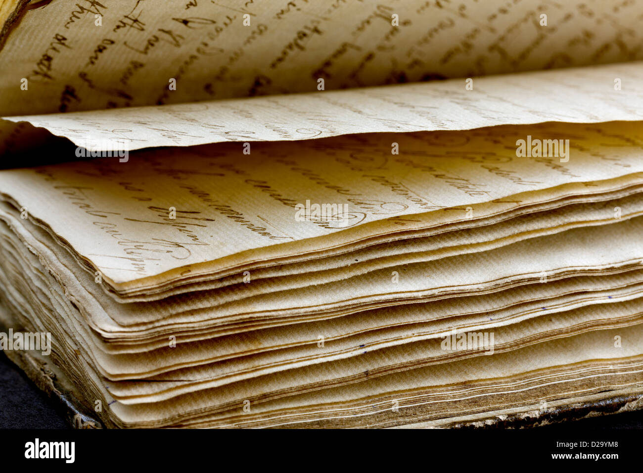Antique notebook with copperplate handwriting Stock Photo - Alamy
