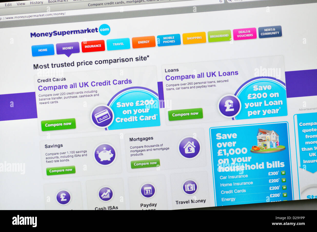 Moneysupermarket screen hi-res stock photography and images - Alamy