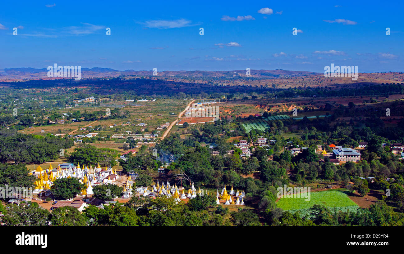 Pagodas on hillside, Pindaya, Myanmar, Burma Stock Photo - Alamy