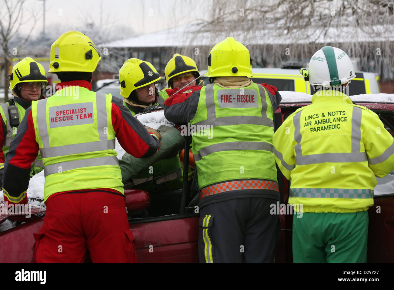 Emergency Services attending a road traffic accident involving a ...