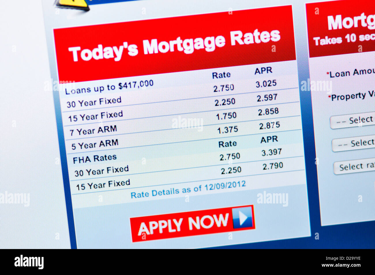 Online mortgage rate information Stock Photo - Alamy