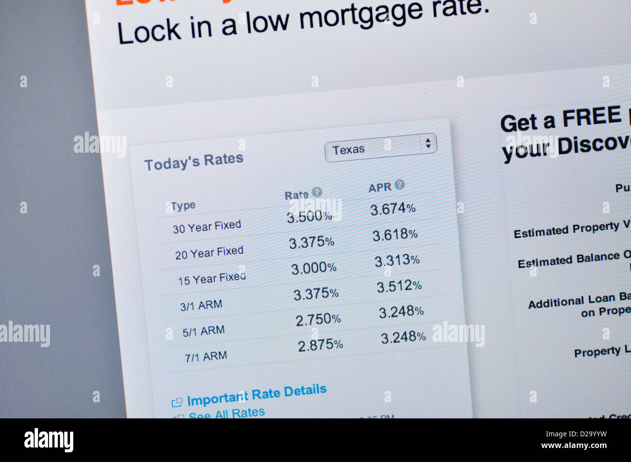Online mortgage rate information Stock Photo - Alamy
