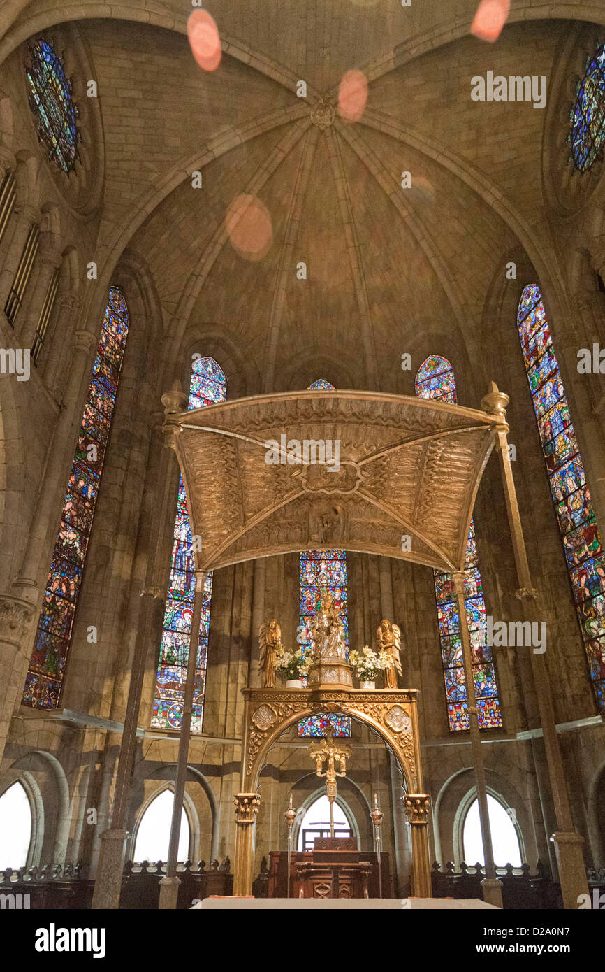 Gothic Real Collegiate church pilgrimage stained glass canopy religious ...