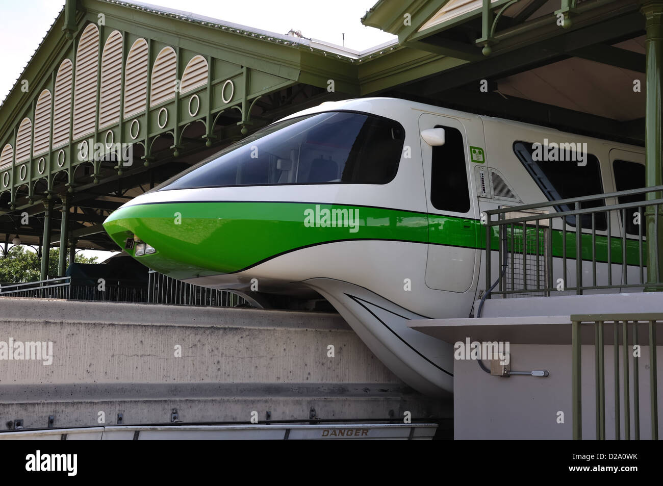 The monorail in the station at the Magic Kingdom in Florida Stock Photo ...