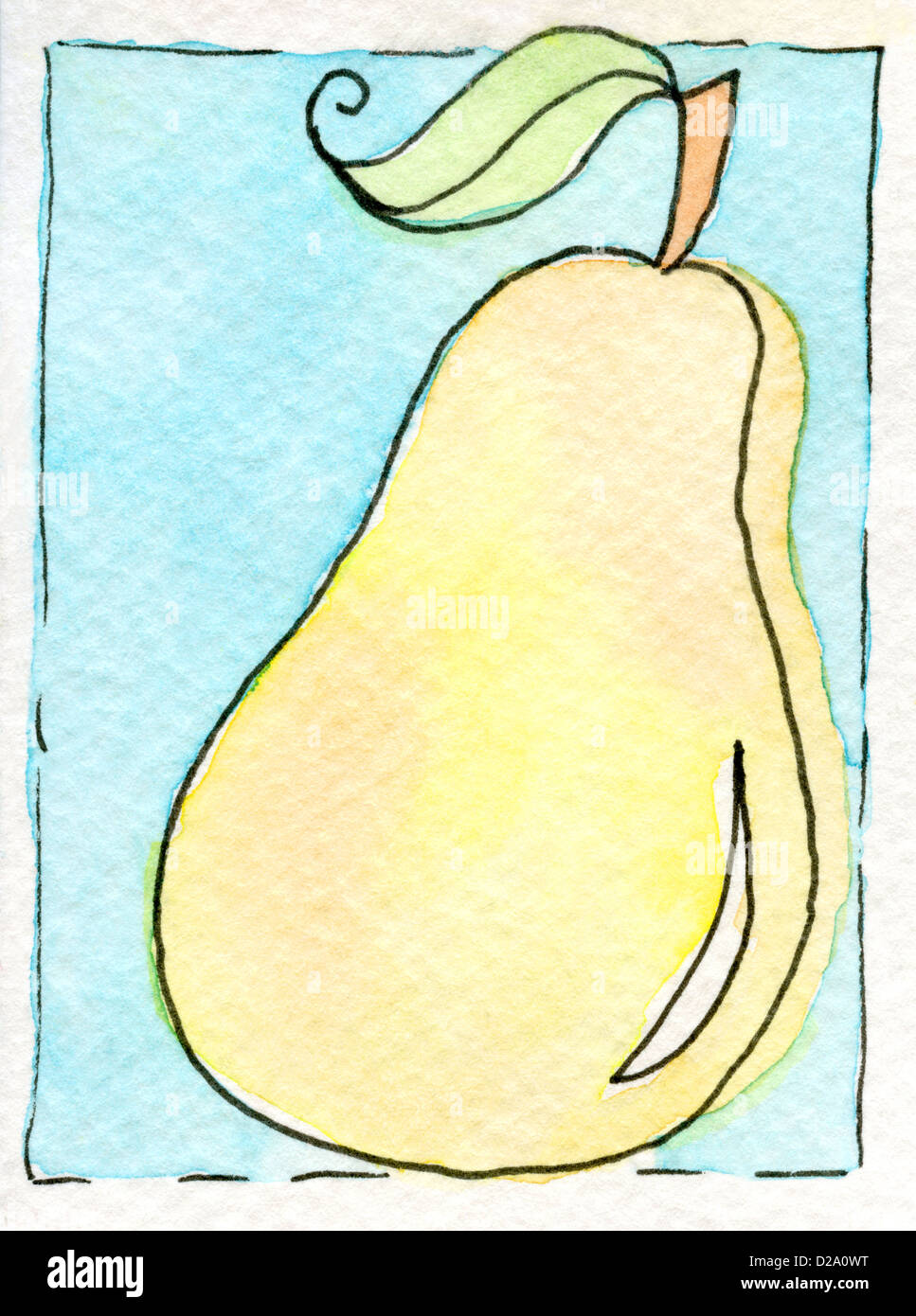 Watercolor painting of pear Stock Photo - Alamy