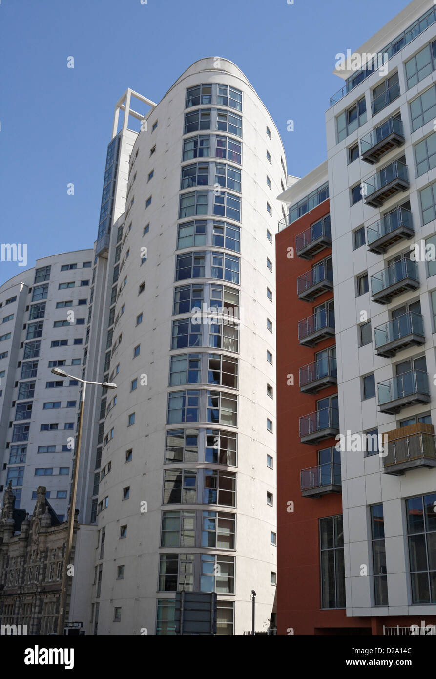 Modern apartment development in Cardiff Wales UK The Altolusso tower ...