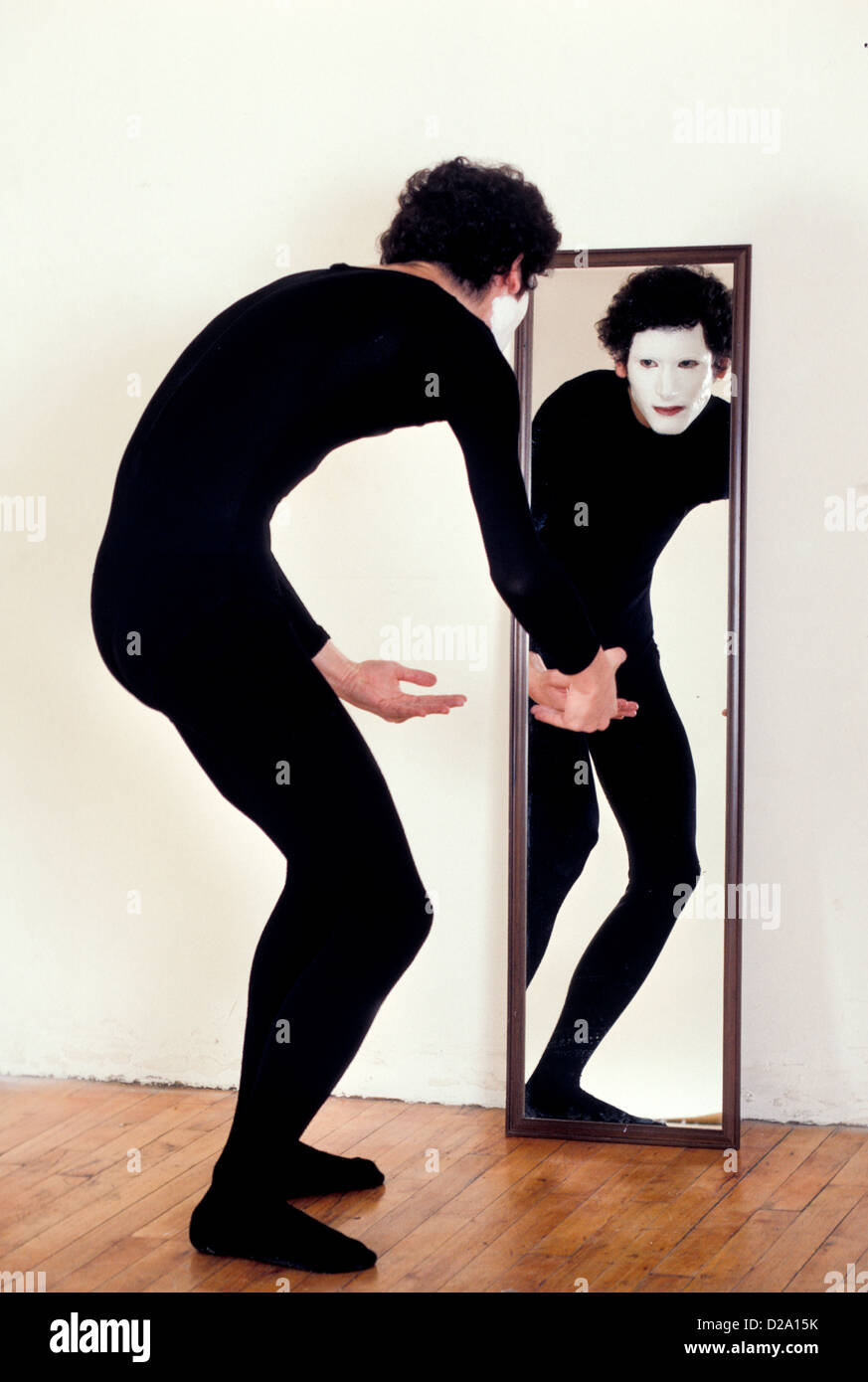 Mime In Front Of Mirror Stock Photo - Alamy