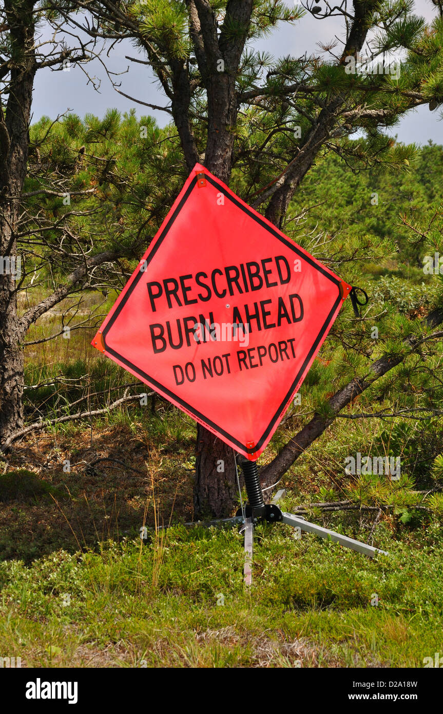 "Prescribed Burn Ahead" sign in Cape Cod Stock Photo - Alamy