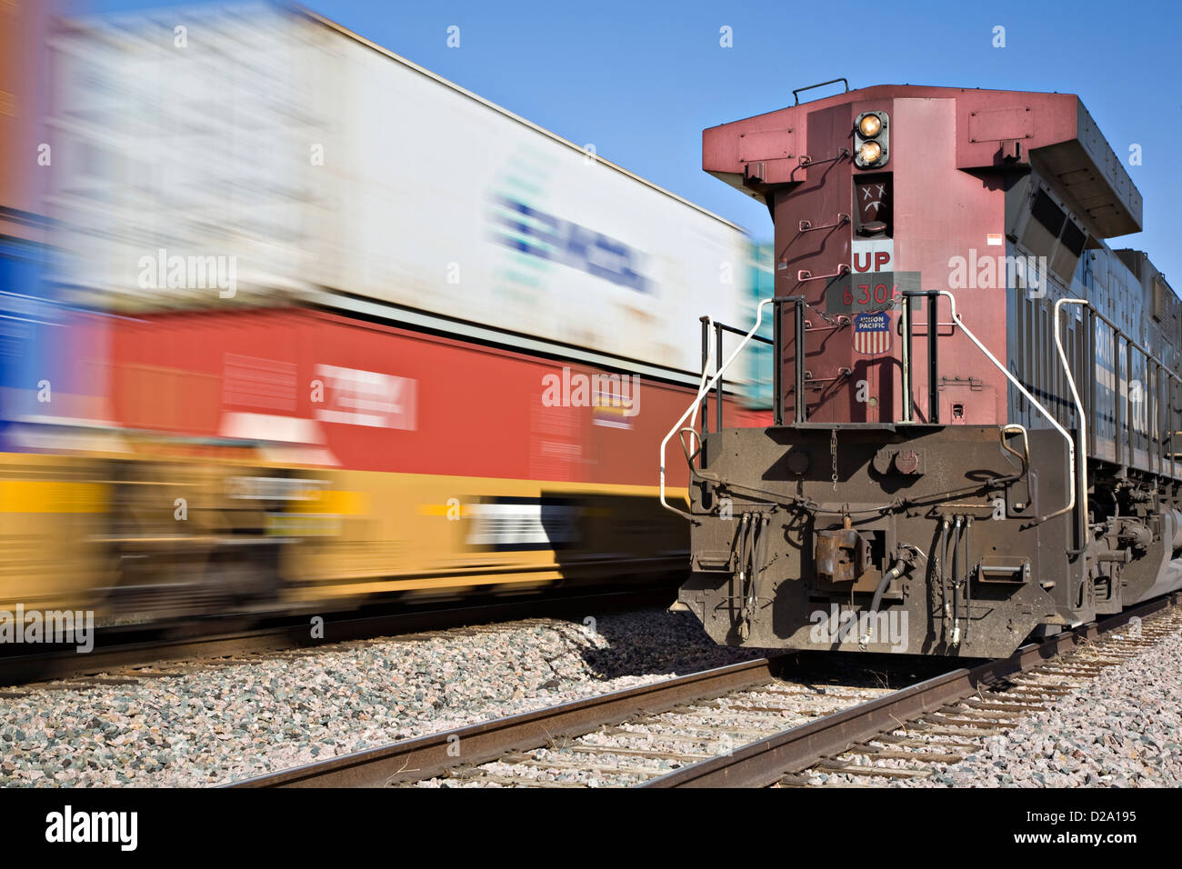 Two Union Pacific trains Stock Photo - Alamy