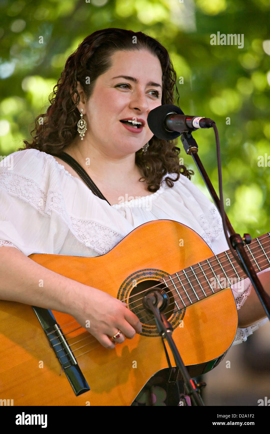 Singer Amanda Quintana performs on the Plaza Stage during Spanish ...