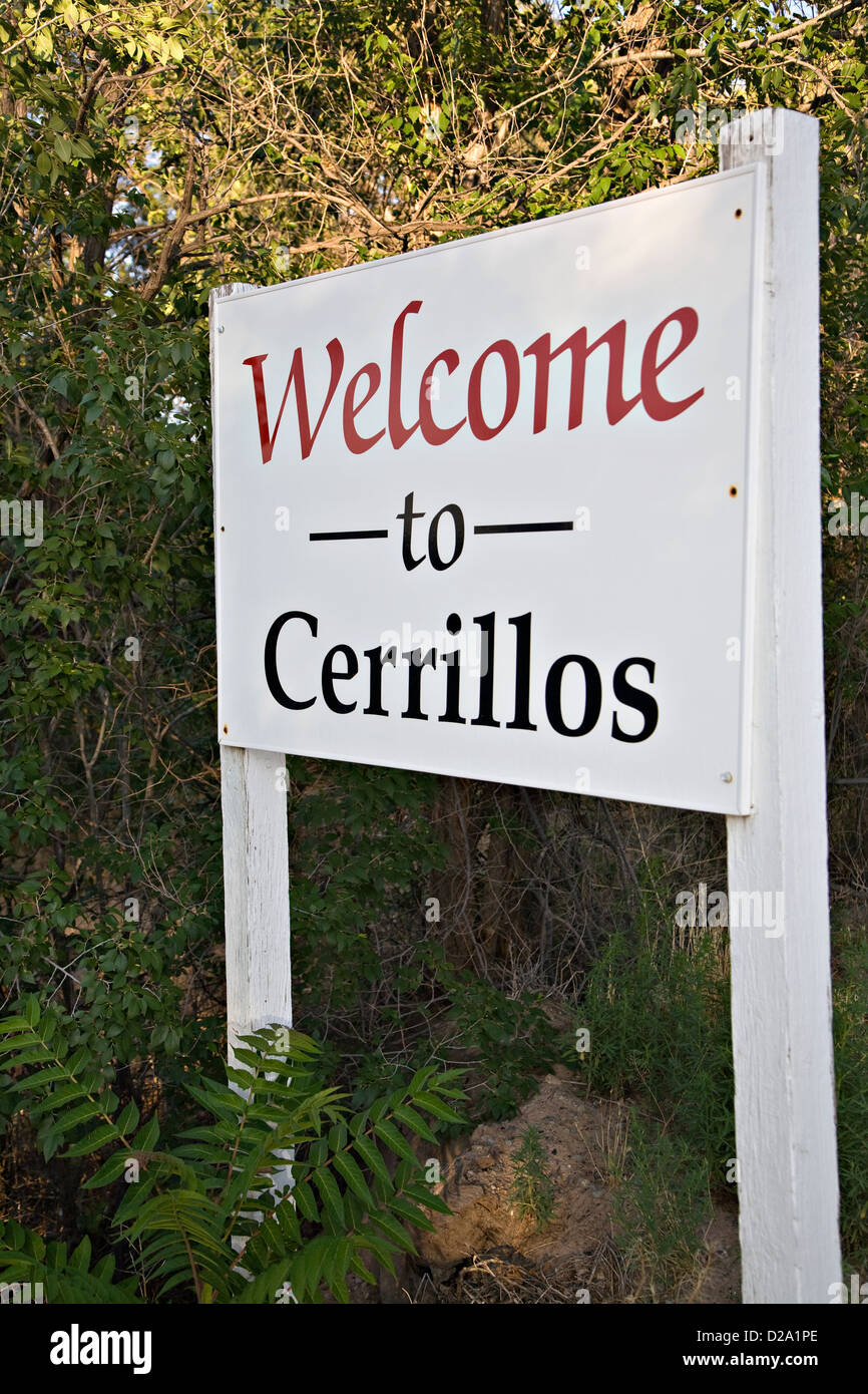 Welcome to Cerrillos sign upon entering Los Cerrillos, New Mexico Stock ...