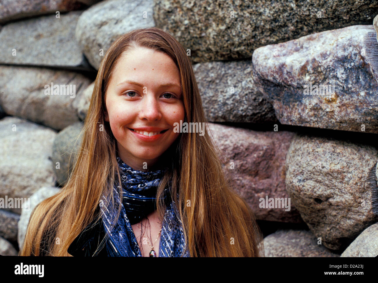 Netherlands. Portrait. Young Woman. Stones In Background Stock Photo ...