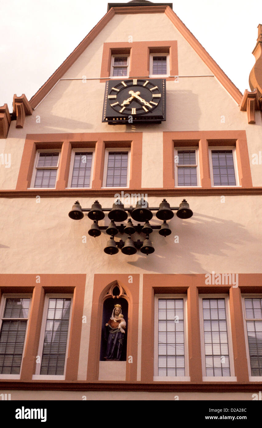 Germany. Trier. Building Facade. Bells. Clock. Niche Sculpture Stock ...