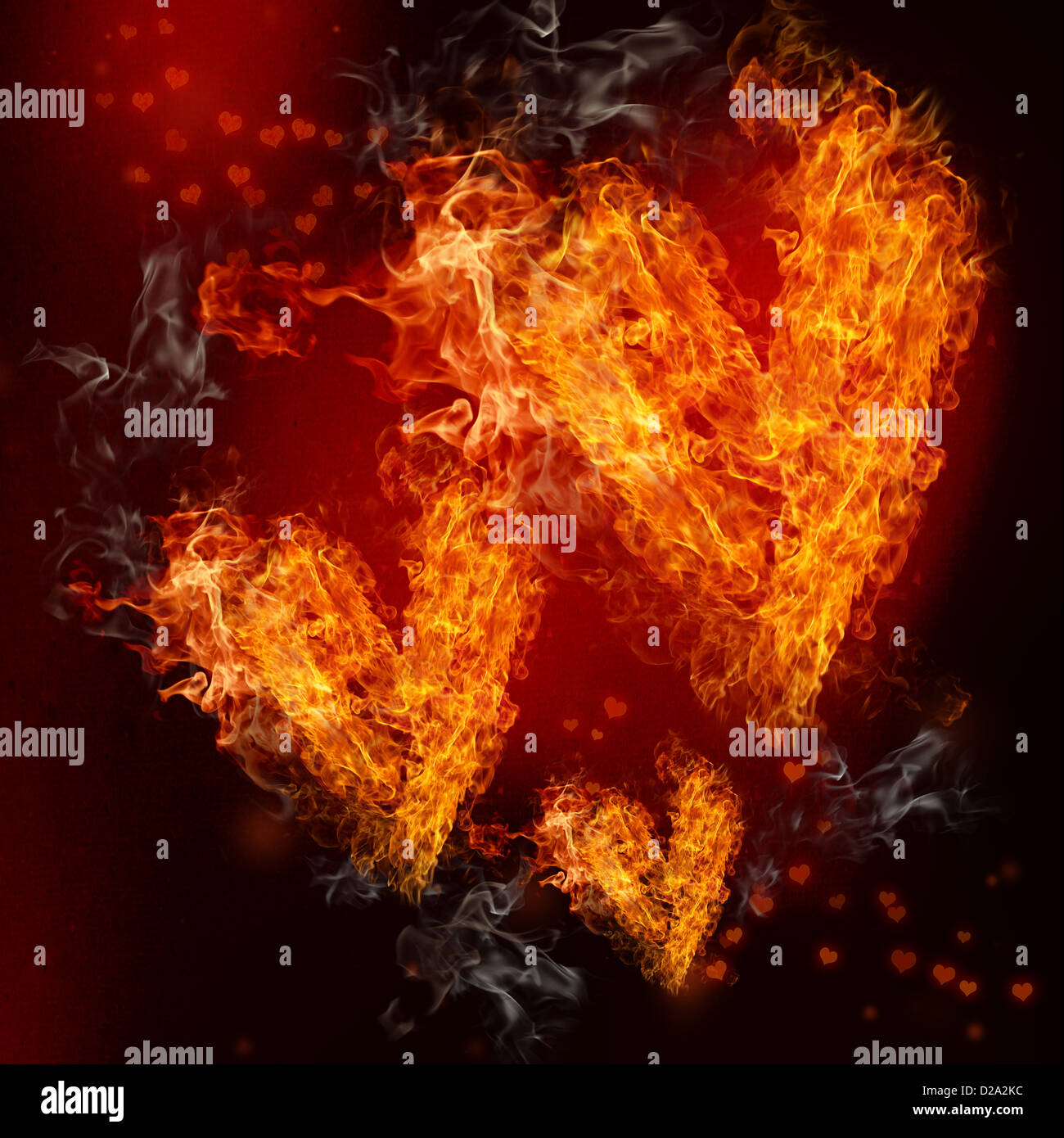 Three Fire Hearts on Black and Red Background Stock Photo - Alamy