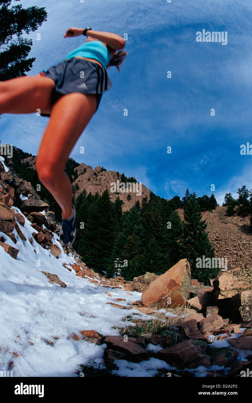 Colorado boulder woman running chautauqua trail sports hi-res stock ...