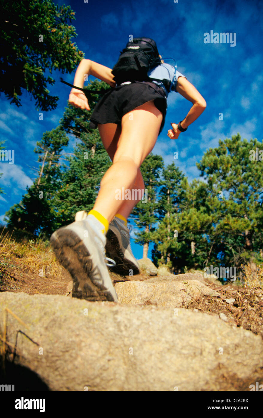 Woman running mountain ridge hi-res stock photography and images - Alamy
