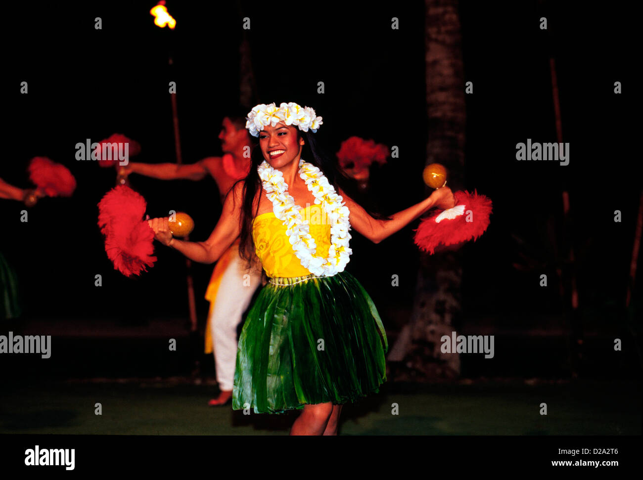 Hawaii, Maui. Hula Dancer At Old Lahina Luau Stock Photo - Alamy