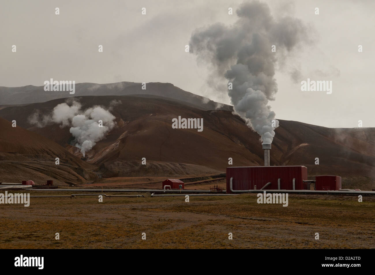 geothermal power plant at the Krafla Volcano near Lake Myvatn, Iceland ...