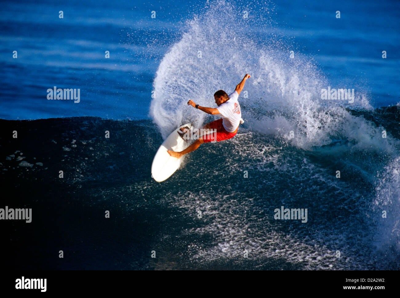 Hawaii, Oahu. Man Surfing At Rocky Point Stock Photo - Alamy