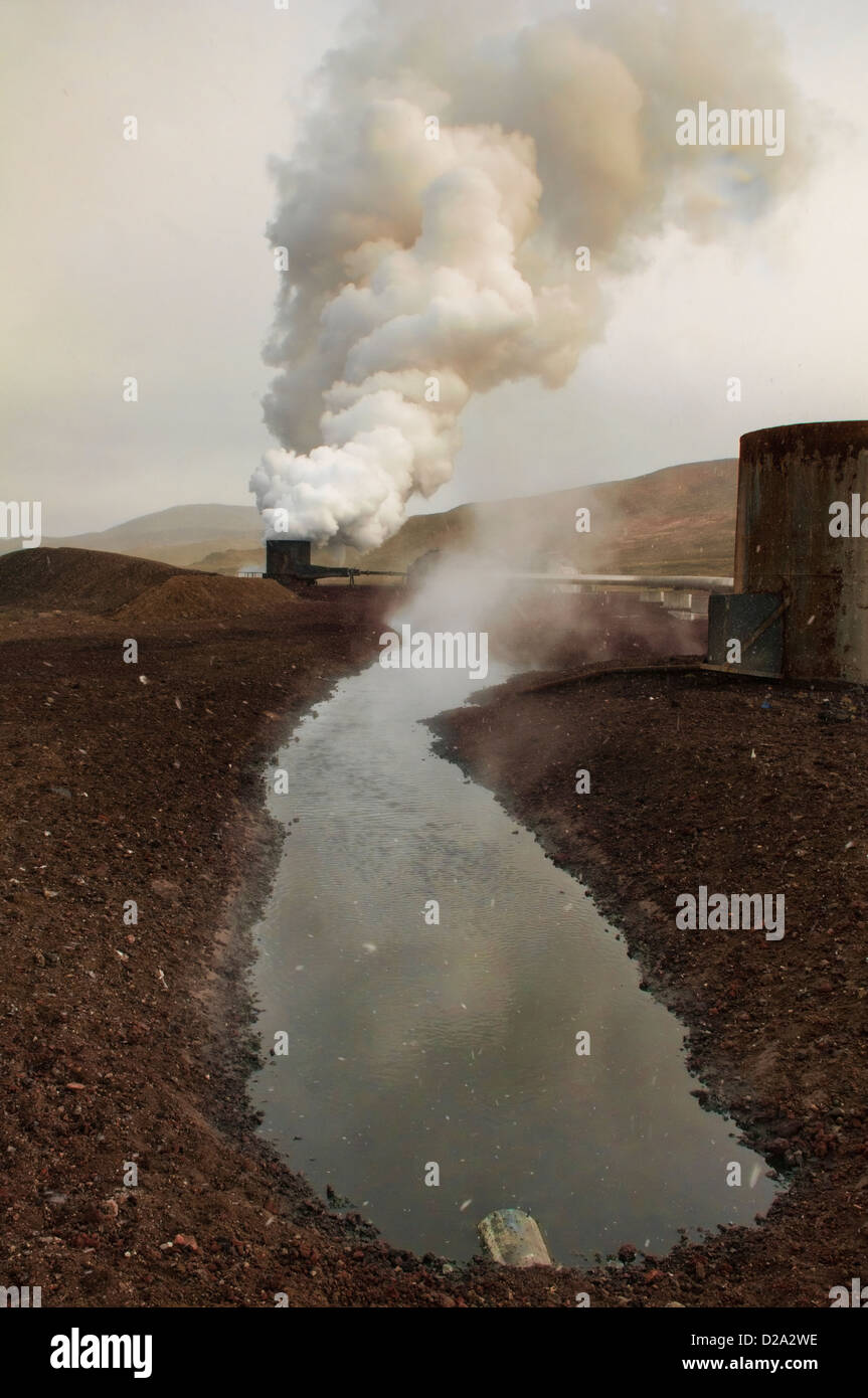 geothermal power plant at the Krafla Volcano near Lake Myvatn, Iceland ...