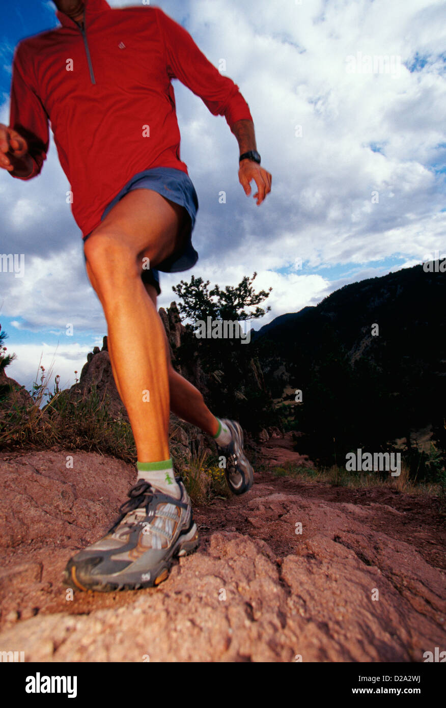 Colorado, Boulder. Man Running On The Red Rocks Trail Stock Photo - Alamy
