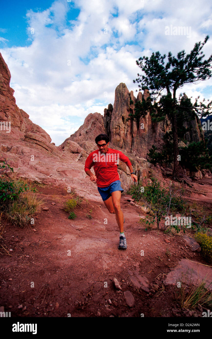Colorado, Boulder. Man Running On The Red Rocks Trail Stock Photo - Alamy