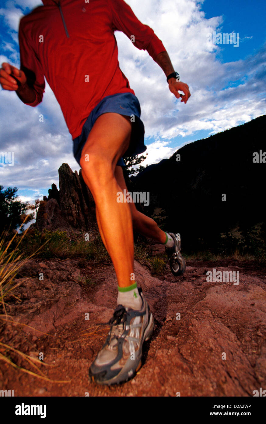 Colorado, Boulder. Man Running On The Red Rocks Trail Stock Photo - Alamy