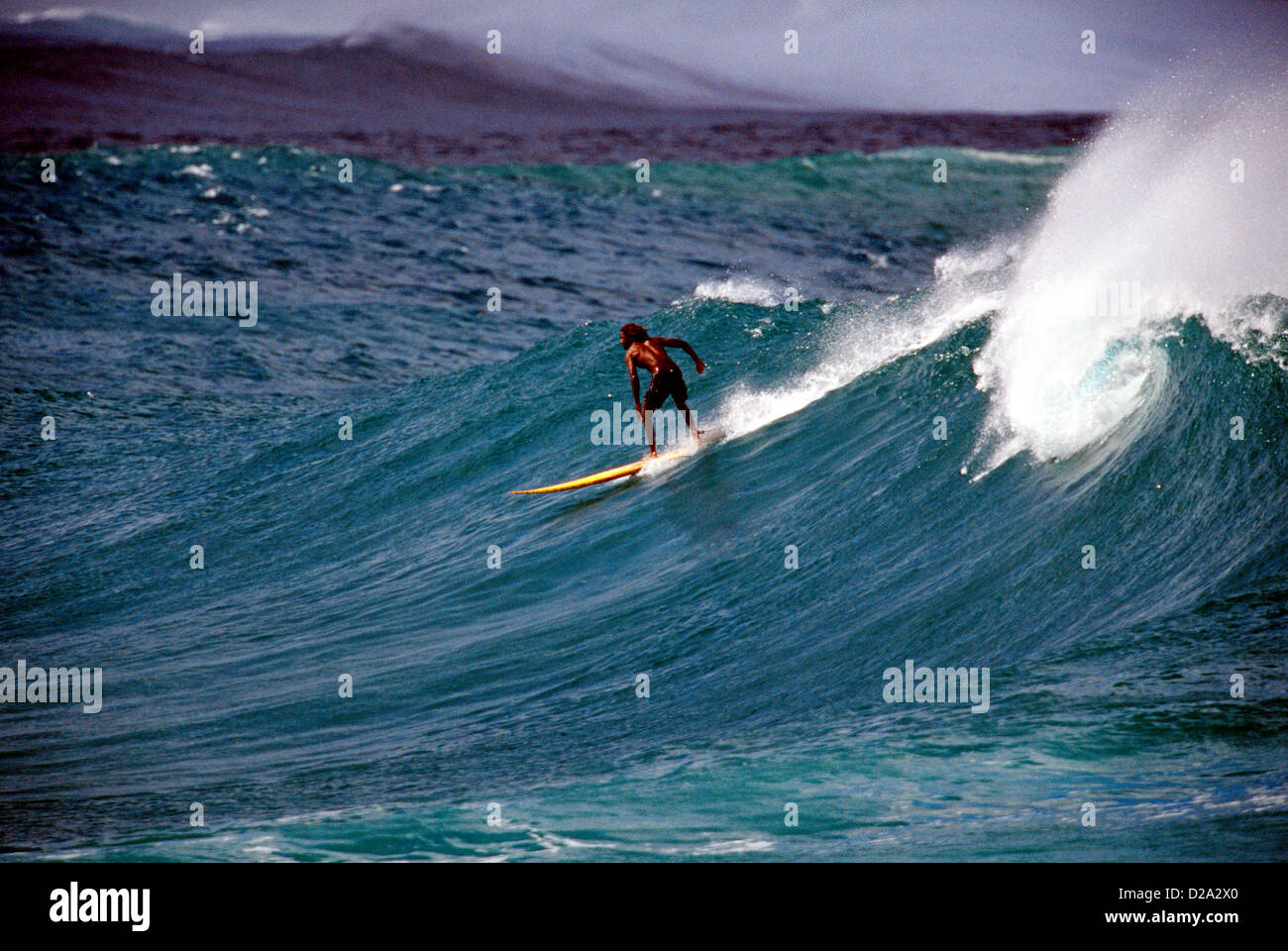 Hawaii, Oahu. Man Surfing Waimea Bay Stock Photo - Alamy