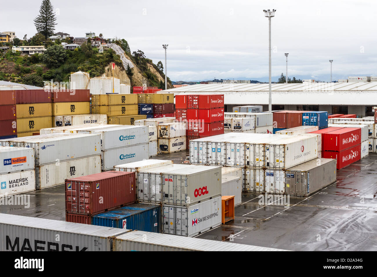 Handling containers at the Port of Napier, New Zealand Stock Photo - Alamy