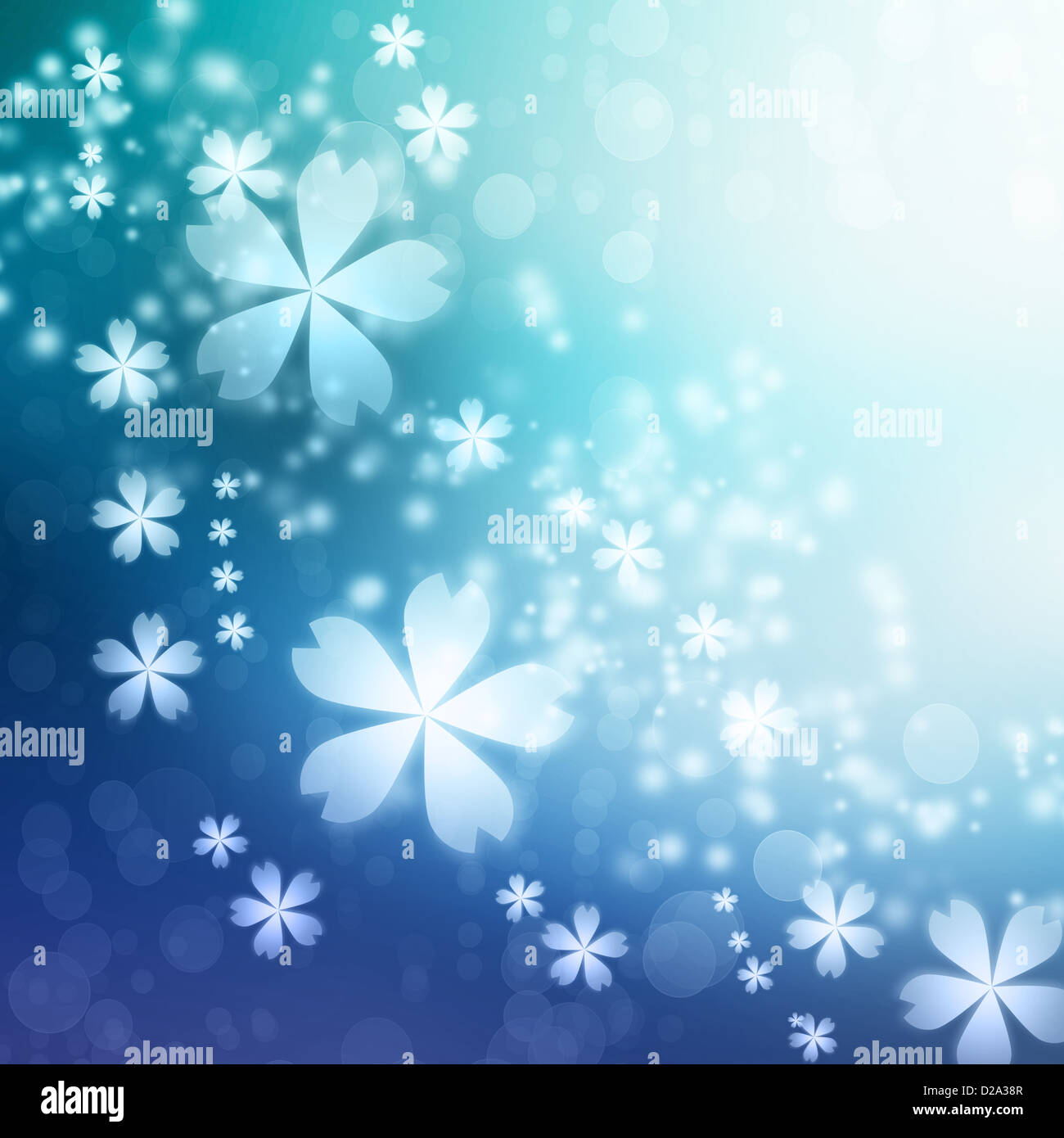 Blue Gradient Cherry blossoms background Stock Photo - Alamy
