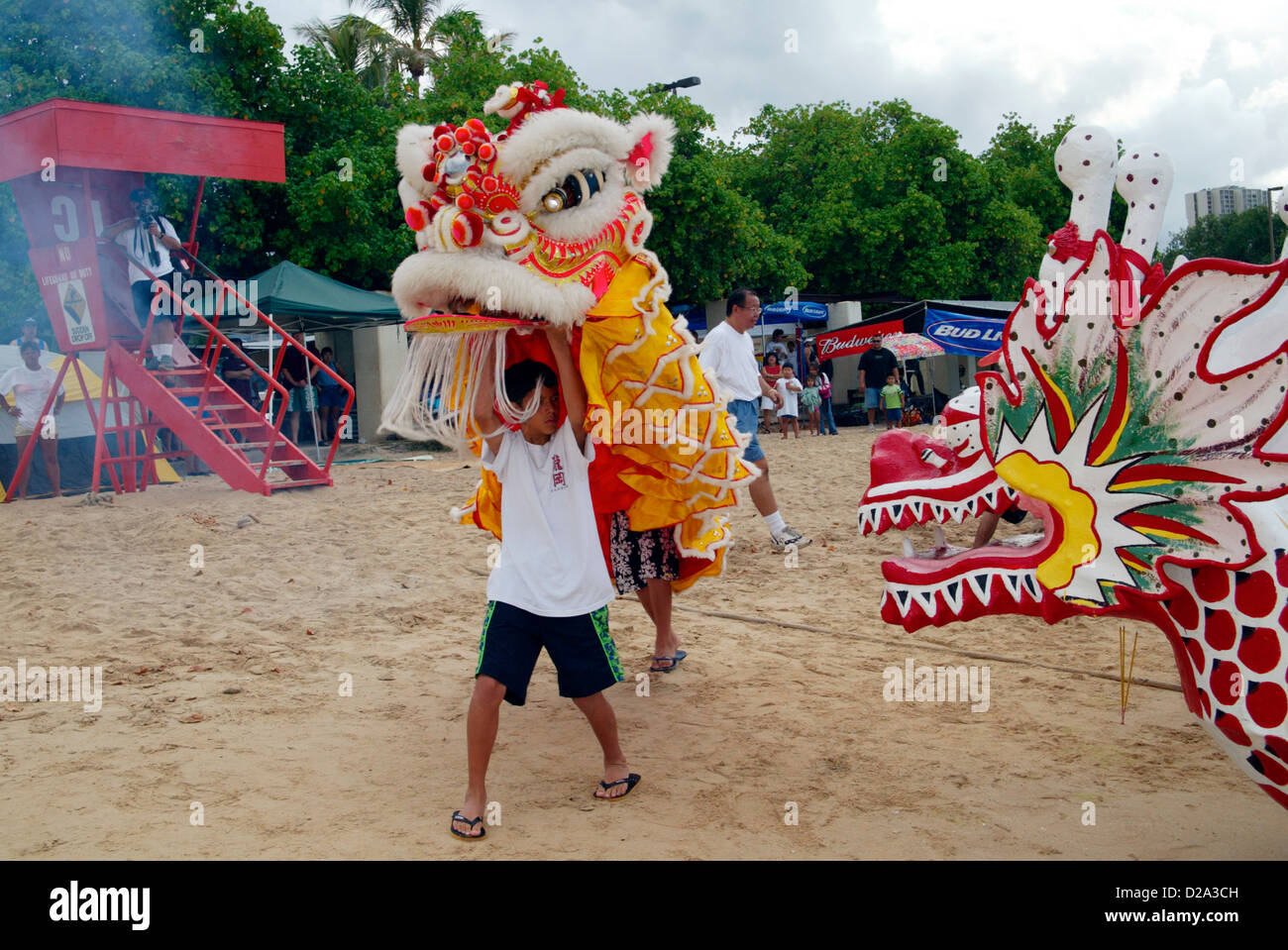 Honolulu Hawaii Lion Dancers Lung Kong Physical Culture Club Bless ...