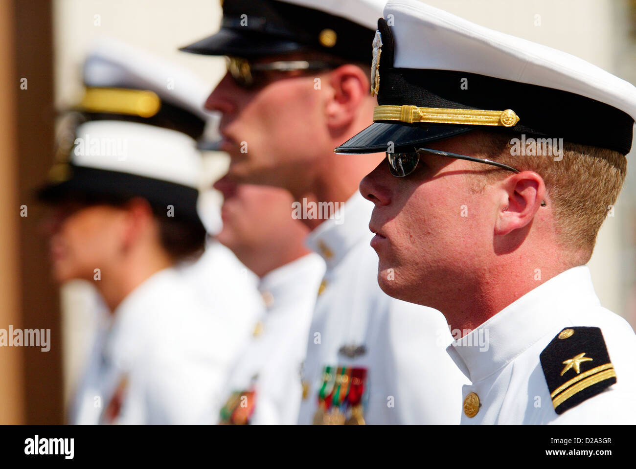 Honolulu Hawaii Crew Members Uss Frederick Lst-1184 Stand Attention ...