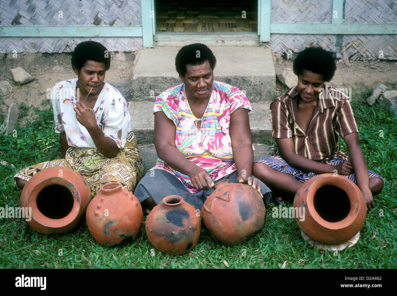 3, three, Fijians, Fijian woman, making pottery, Nakabuta Pottery ...