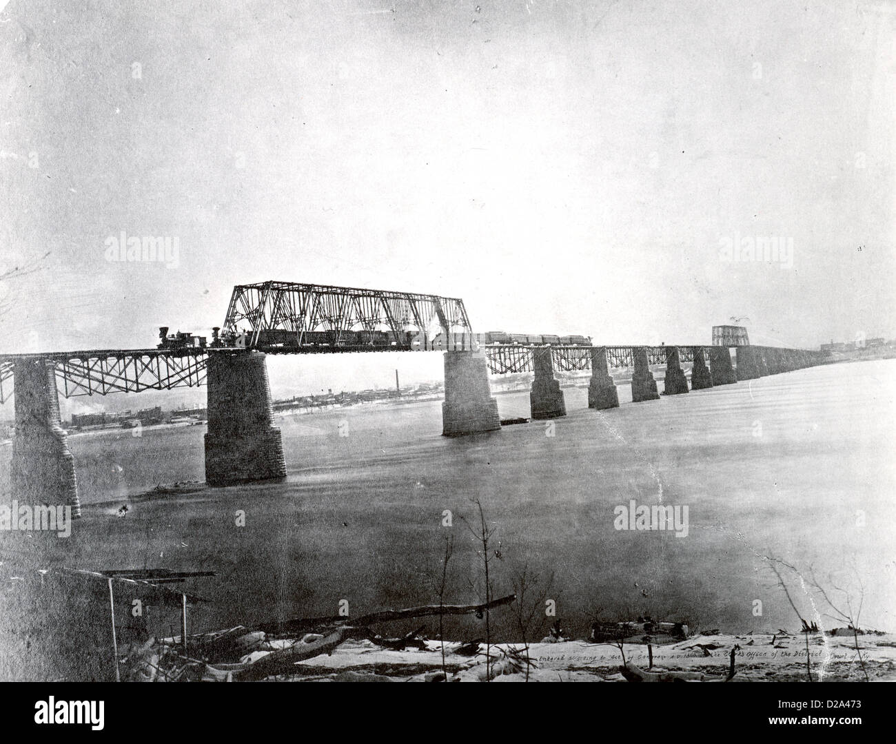 Early Steam Locomotive On Bridge Stock Photo - Alamy
