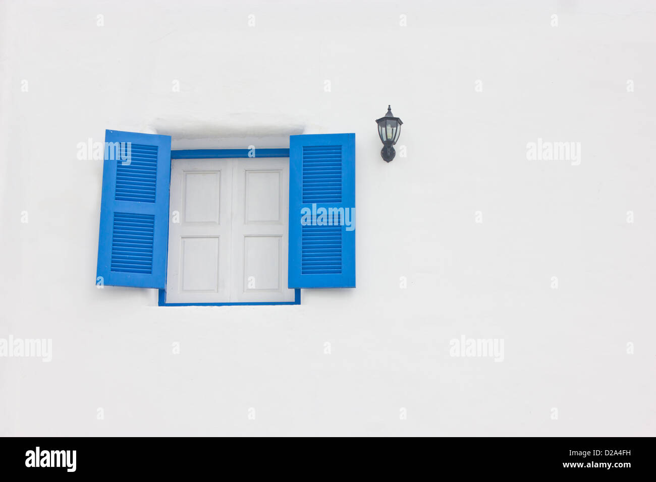Blue open window with copy space Stock Photo - Alamy