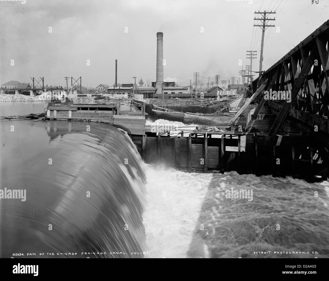 Dam Of The Chicago Drainage Canal, Joliet [Between 1880 And 1901] Stock ...