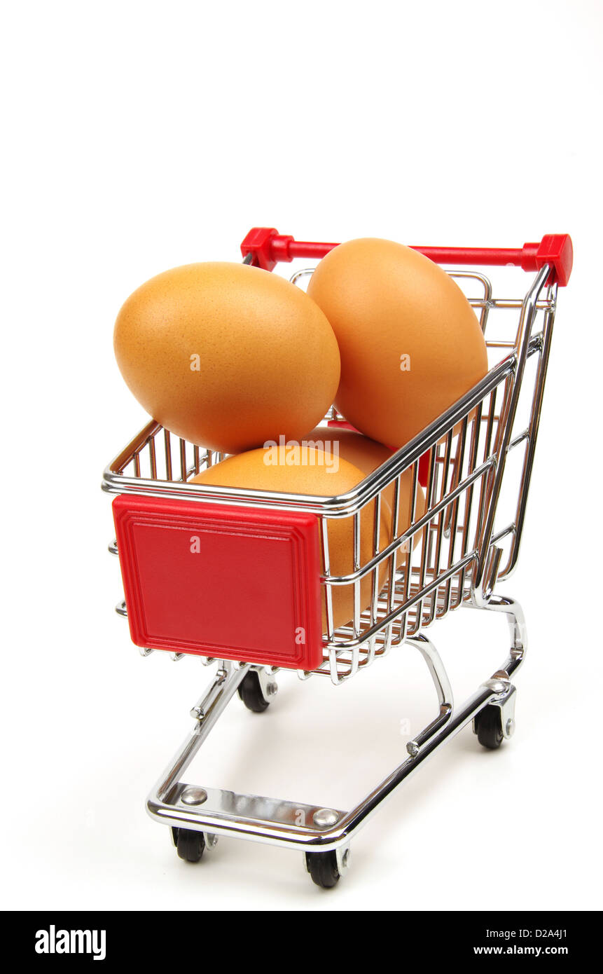 Eggs shopping trolley basket hi-res stock photography and images - Alamy