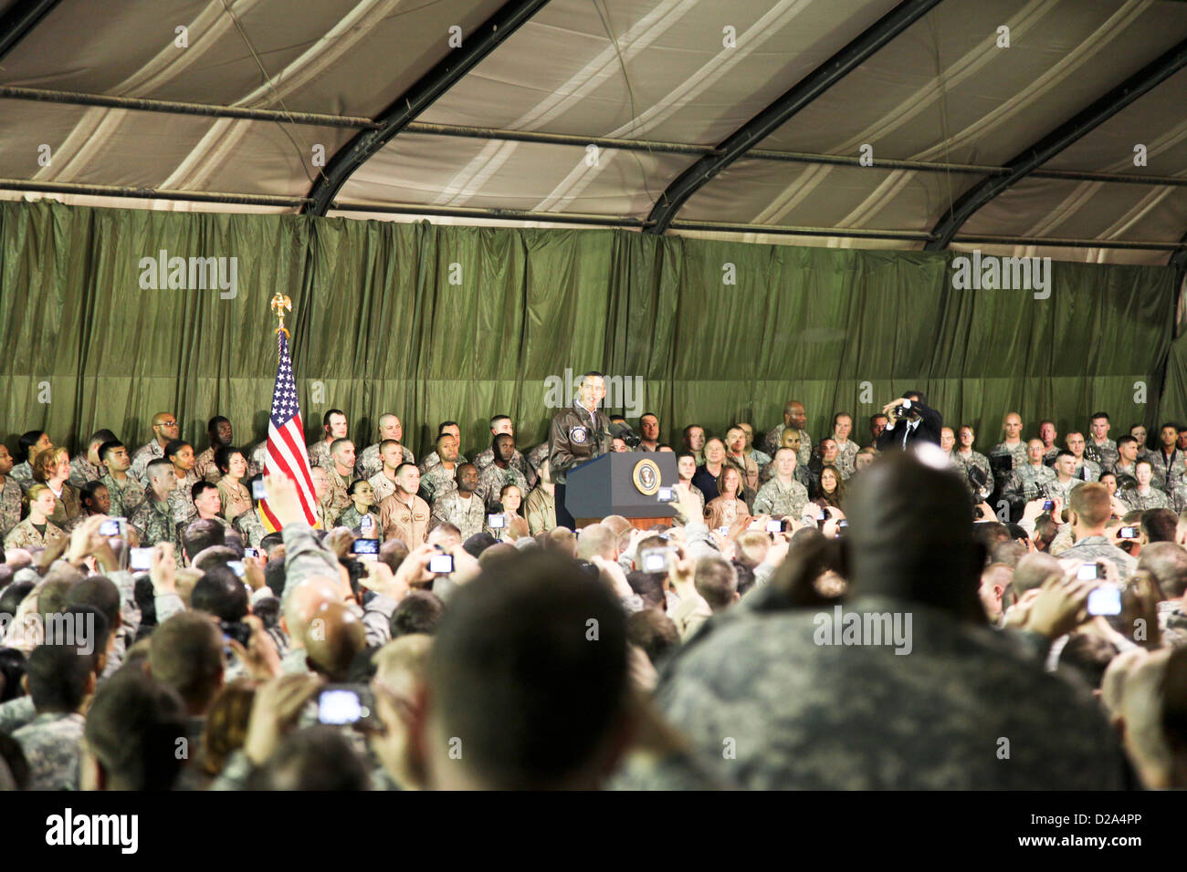 President United States Barack Obama Center Delivers Speech Crowd U.S ...