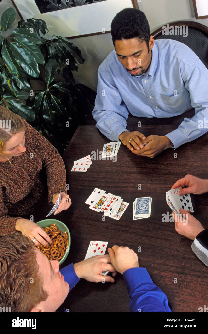 Group young adults playing game cards snacks sports hi-res stock ...
