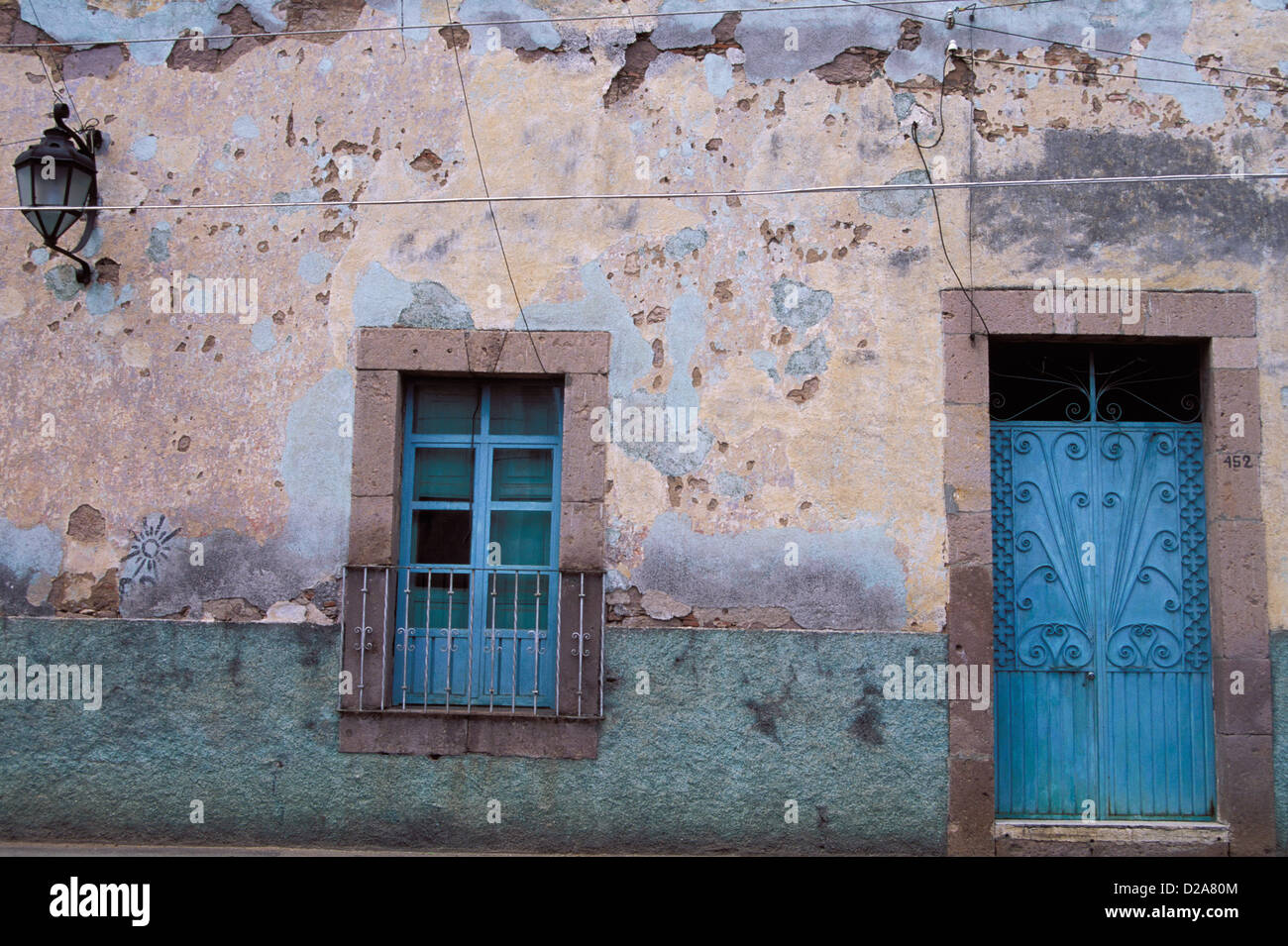 Mexico, Morelia. Exterior Wall With Doorway And Window Stock Photo - Alamy