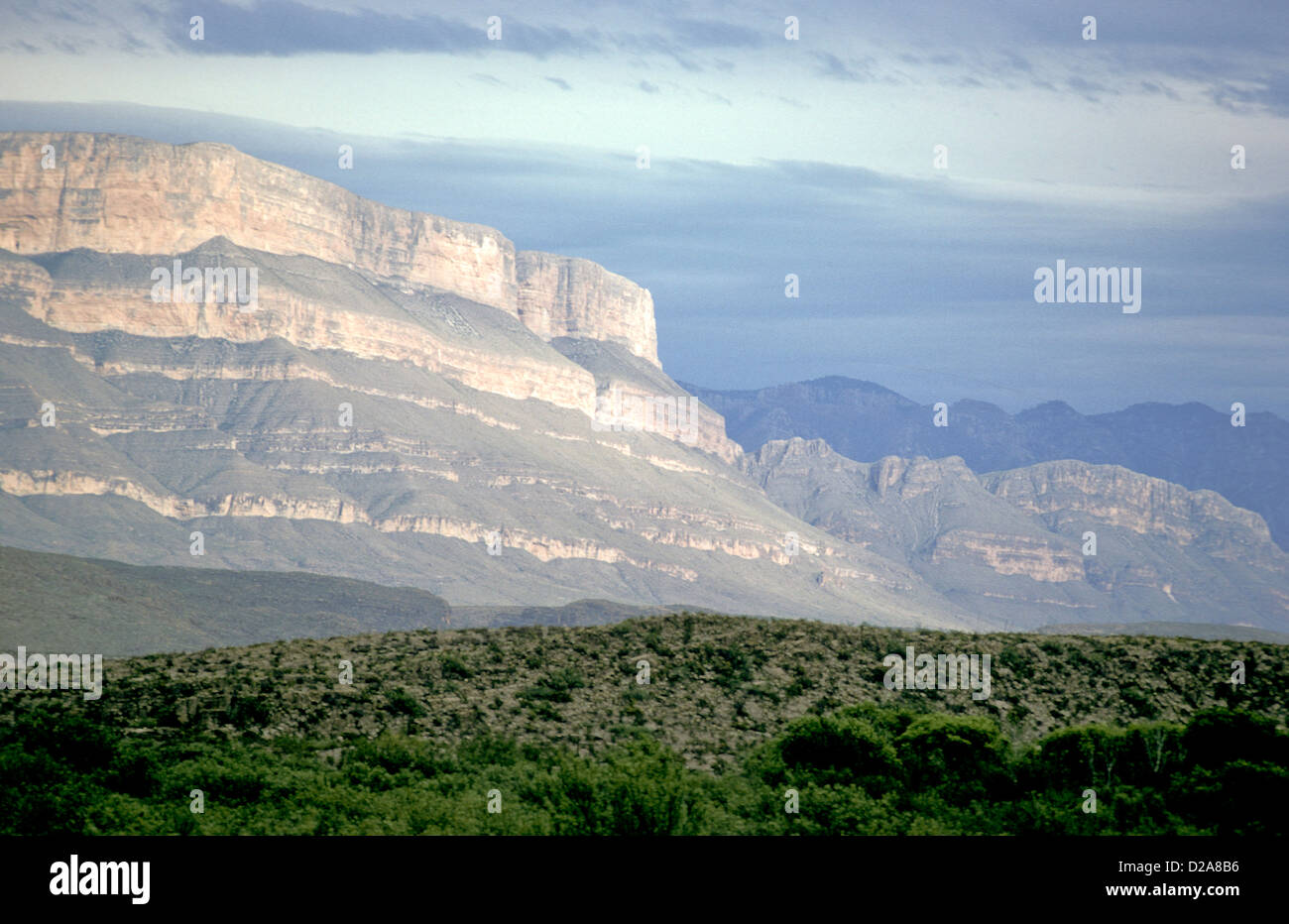 Texas, Big Bend National Monument. Escarpment Of Sedimentary Rock Stock ...