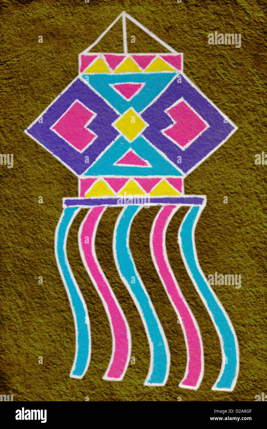 Colorful Rangoli during Diwali festival, Maharashtra, India Stock Photo ...