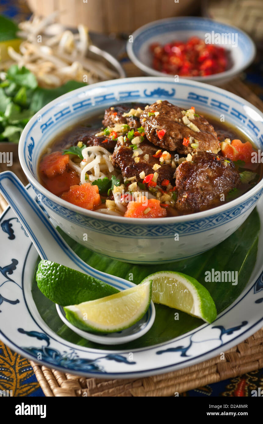 Bún Chả Grilled pork and noodle soup Vietnam Food Stock Photo - Alamy