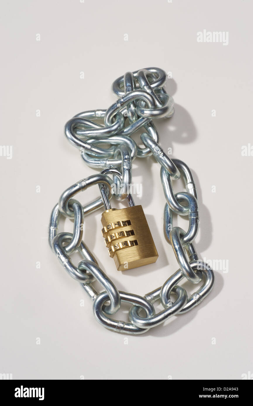 Hamburg, Germany, a combination lock with chain links Stock Photo - Alamy