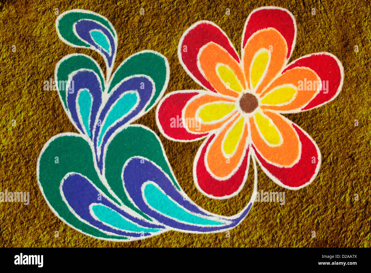 Colorful Rangoli during Diwali festival, Maharashtra, India Stock Photo ...