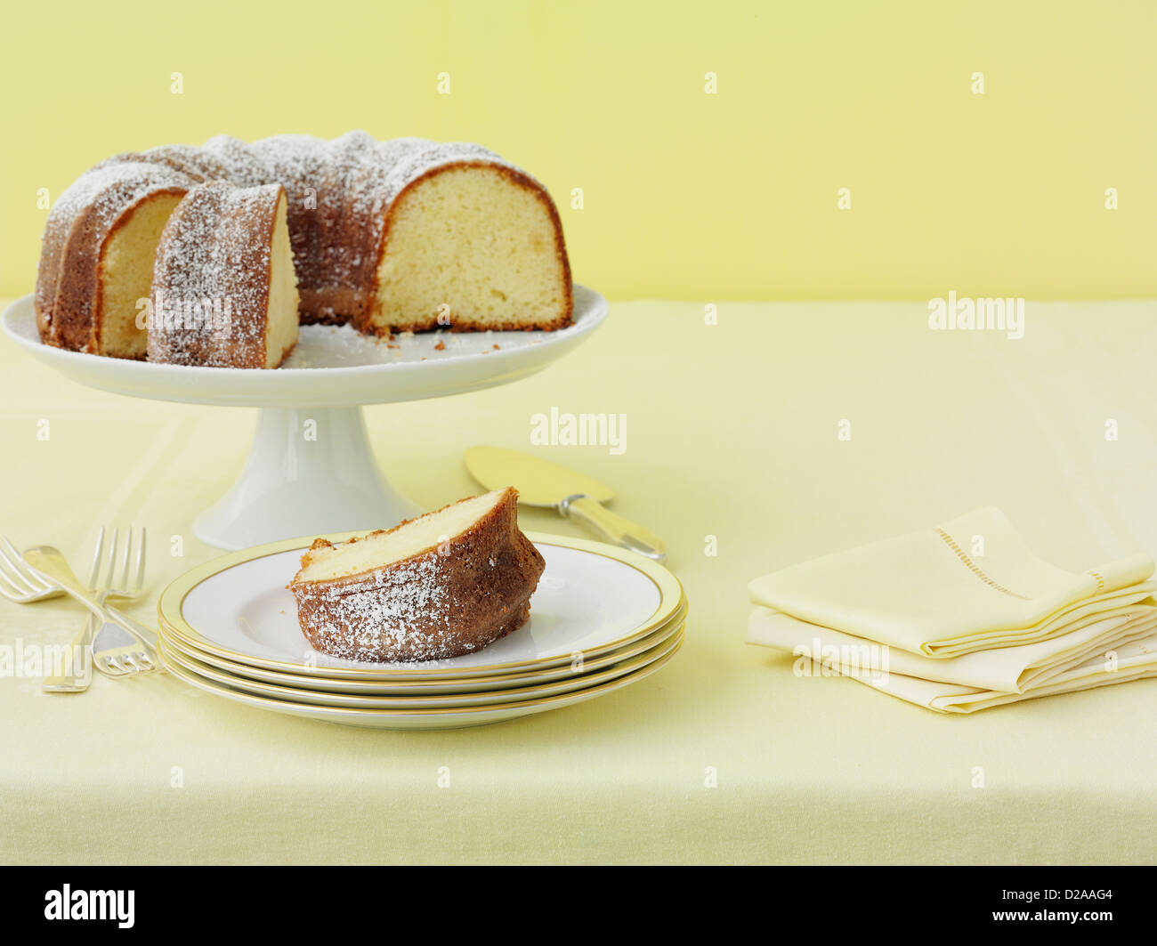 Plate of lemon cake with sugar Stock Photo - Alamy